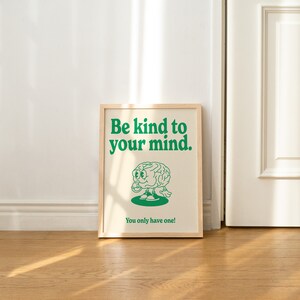 Be Kind to Your Mind Retro Digital Art Print, Printable Wall Art ...