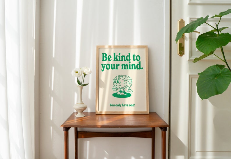 Be Kind to Your Mind Retro Digital Art Print Printable Wall - Etsy