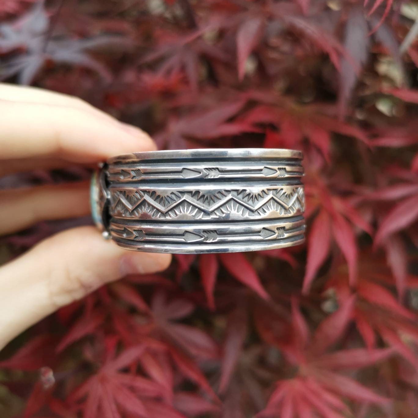 Native American Sonoran Gold Sterling Silver Turquoise Cuff by Navajo ...