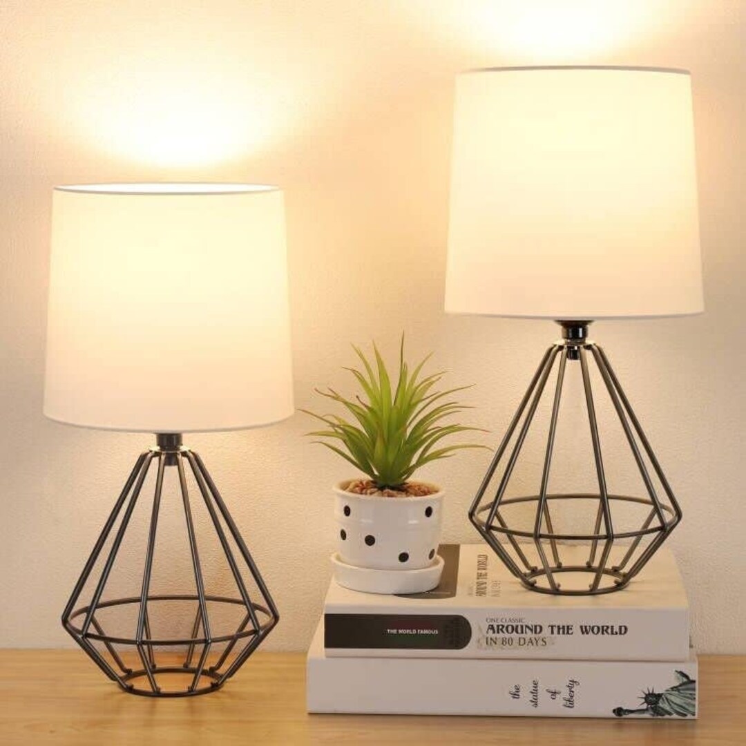 Modern Black Metal Table Lamp Set of 2 for Nightstand Bedroom - Etsy