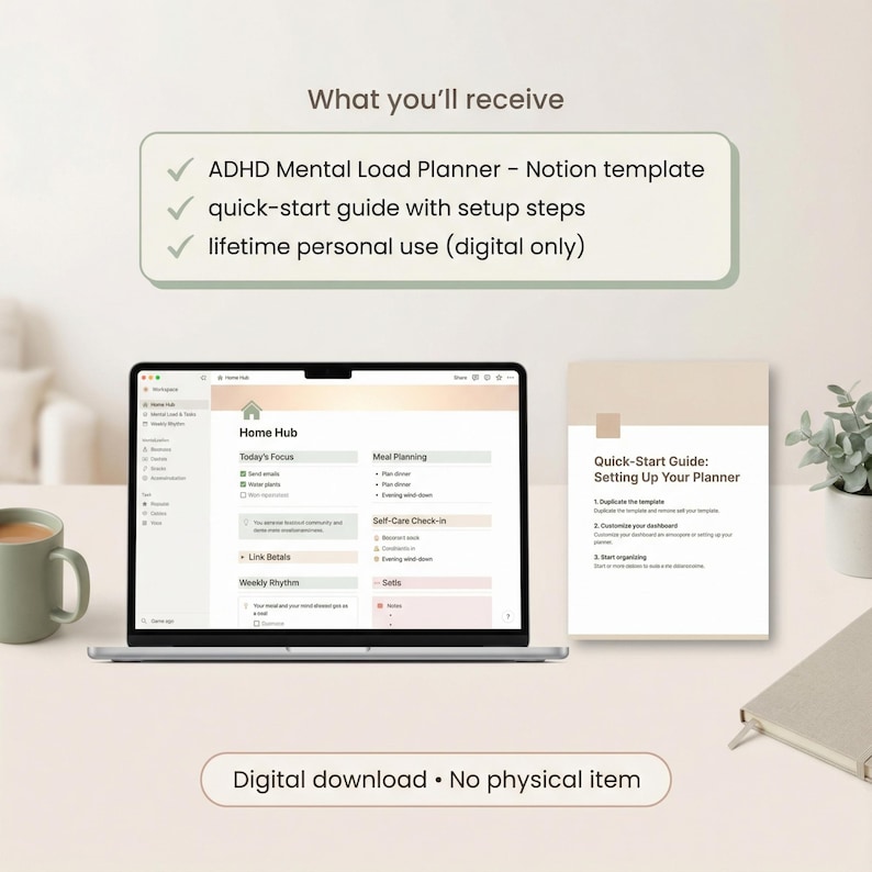 Adhd-friendly Mental Load Planner Notion Template for Women | Calm Home ...