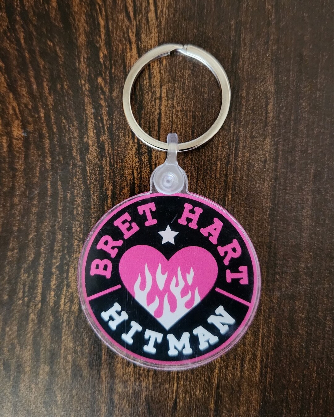 Bret Hart "circular Flaming Heart", Vinyl Acrylic Keychain - Etsy