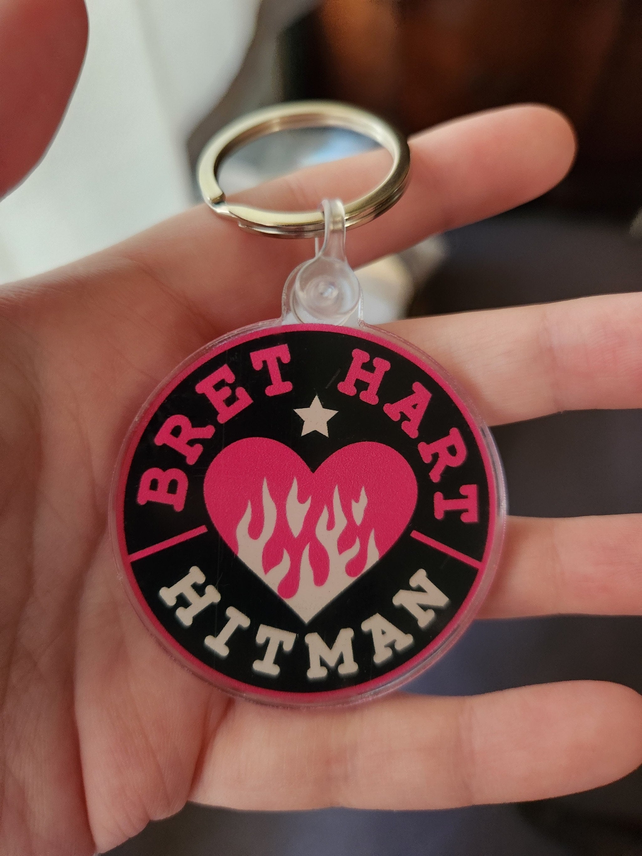 Bret Hart circular Flaming Heart Vinyl Acrylic - Etsy