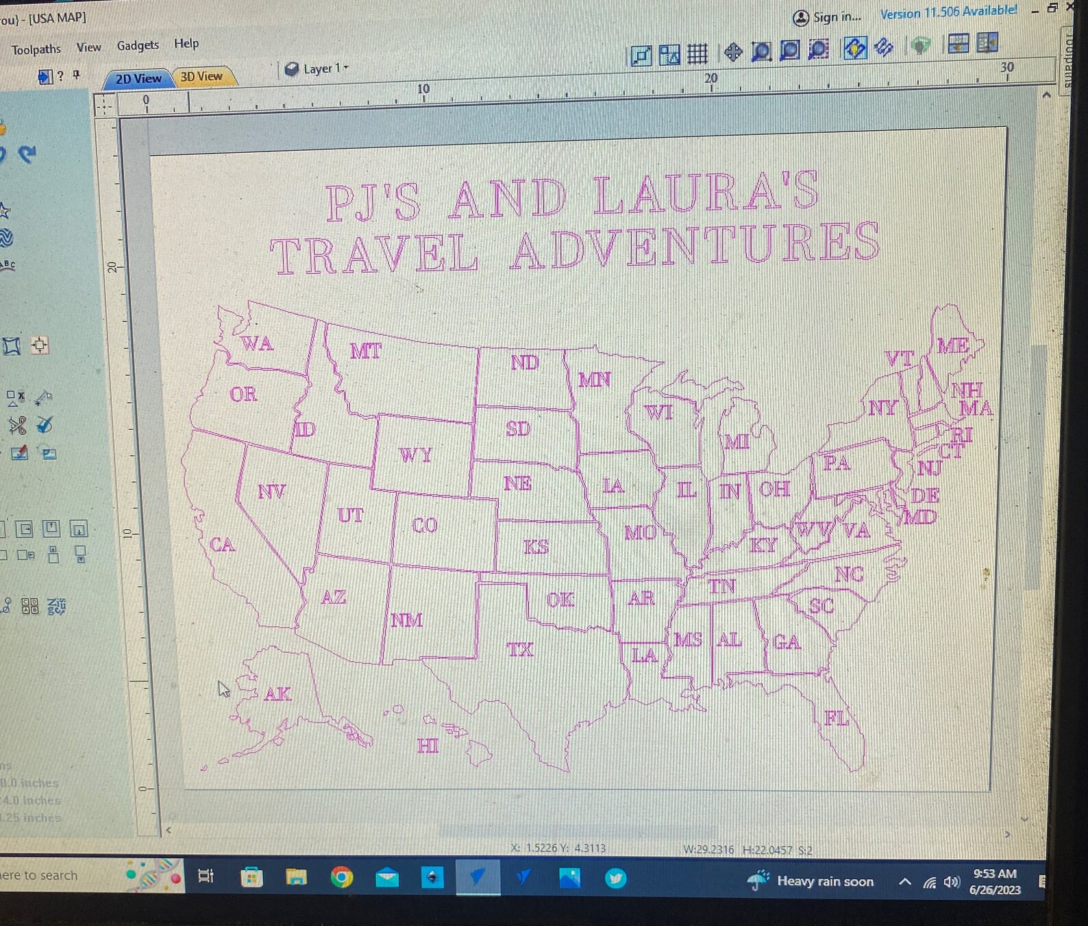 United States Travel Map SVG Push Pin USA Map SVG, Dxf, Crv, Ngc Router ...