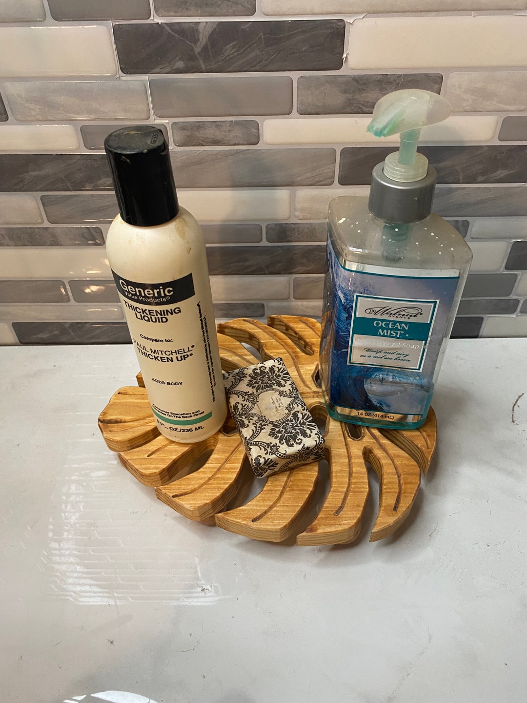 Monstera Leaf Wood Display Risers, Rustic Farmhouse Style, Handmade Home Decor, Candle Display ...