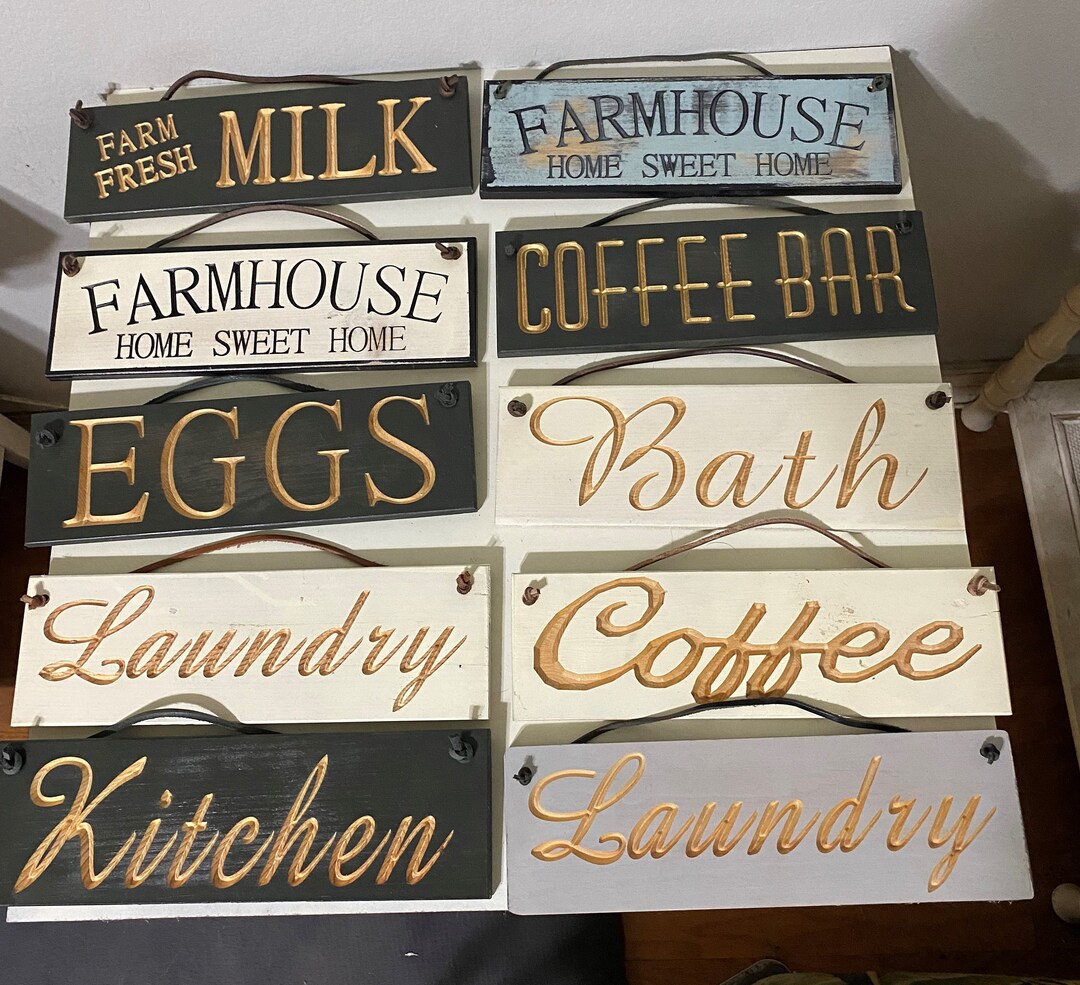 Rustic Farmhouse Sign Files - 12 Hanging Designs for CNC Router ...