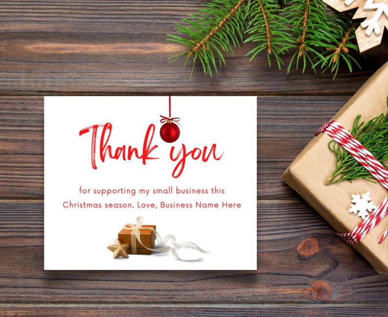 Printable Editable Christmas Thank You Card - Etsy UK