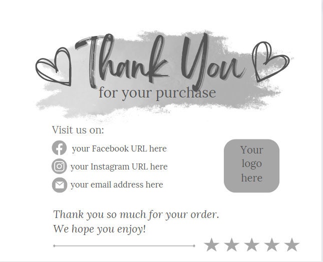 Printable Thank You Card - Etsy