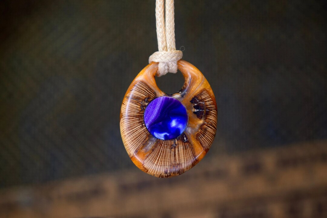 Handmade Wood Acrylic Pendant With Wax Cord Necklace, "slice of Life ...