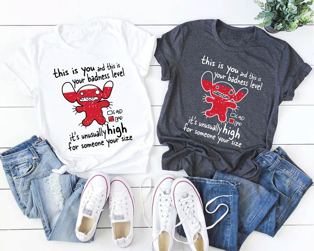 Stitch Badness Level, Lilo and Stitch Sticker Shirts, Stitch, Bad ...