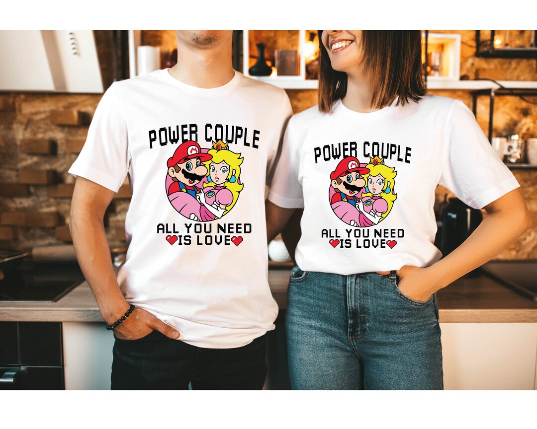 Power Couples Mario and Princess Tee, Matching Couples Shirts, Super ...