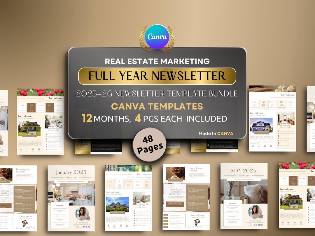 12 Monthly Real Estate Newsletters | Easy-to-edit Canva Templates ...