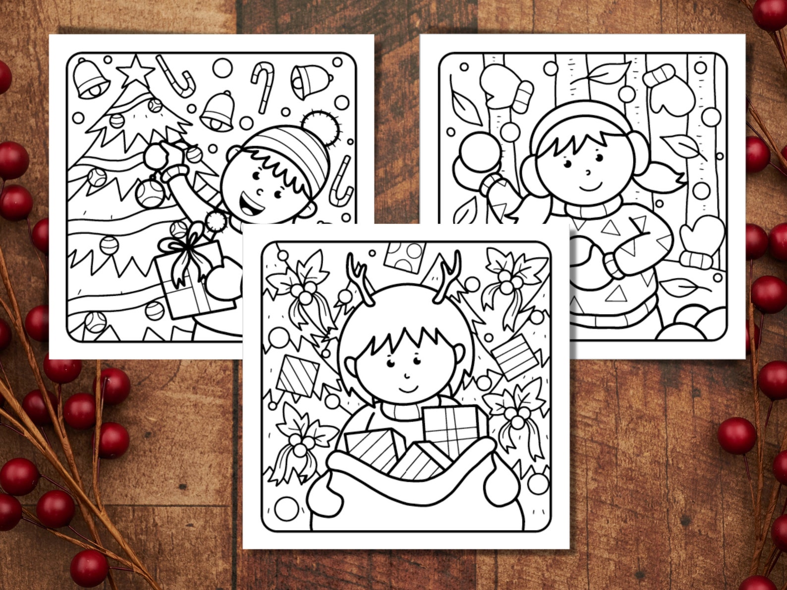 Christmas Coloring Pages, 20 Page Kids Christmas Coloring Book ...