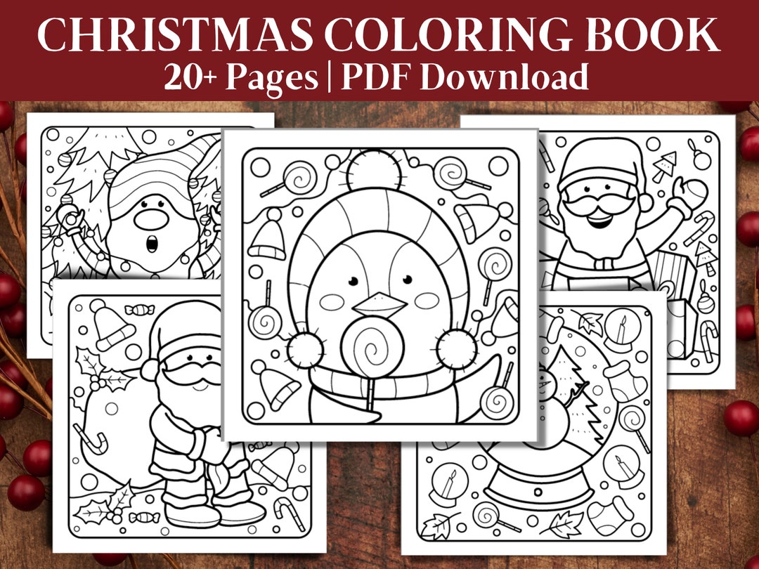 Christmas Coloring Pages, 20 Page Kids Christmas Coloring Book ...