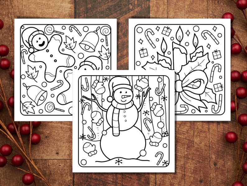 Christmas Coloring Pages, 20 Page Kids Christmas Coloring Book ...