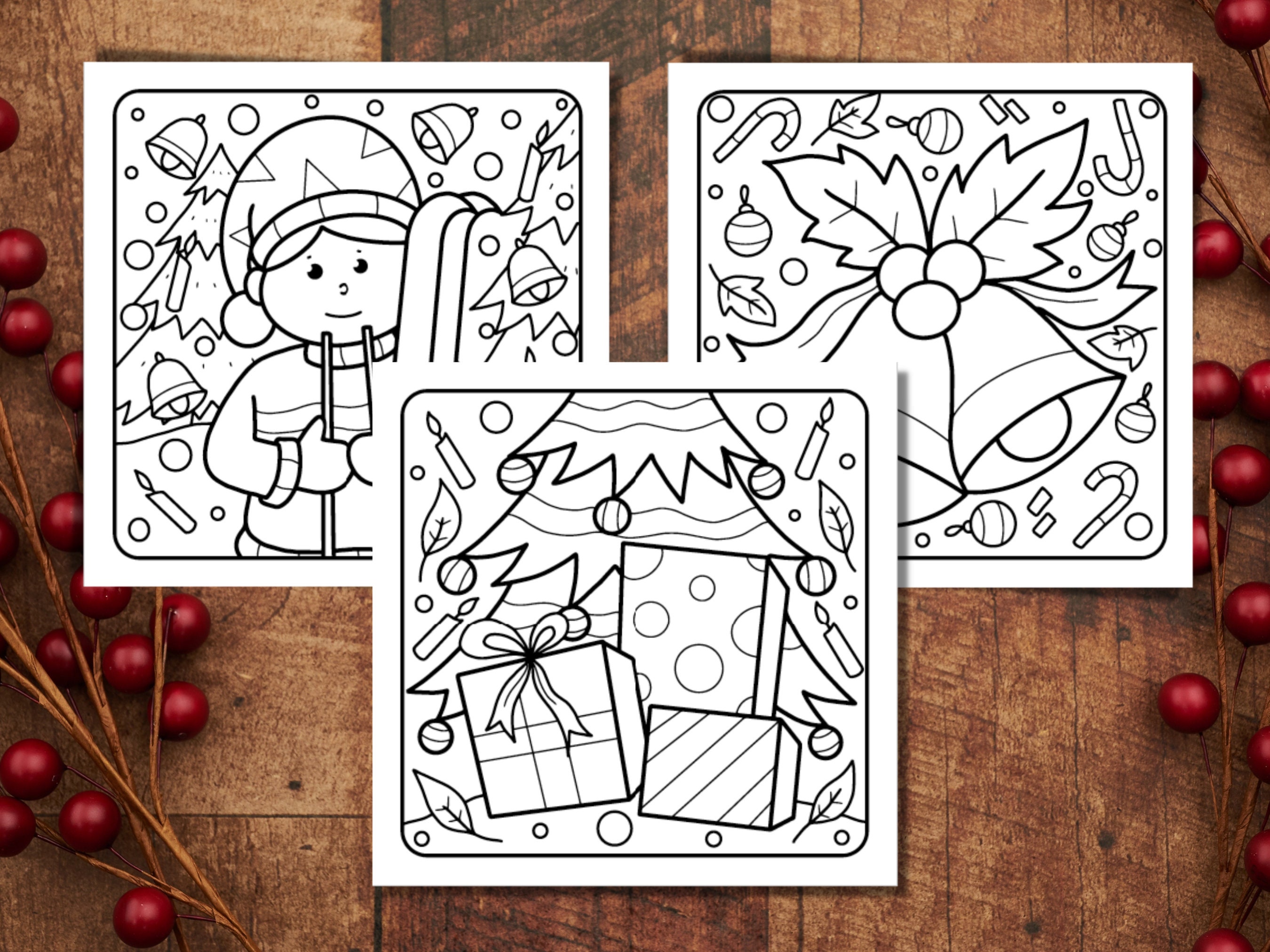 Christmas Coloring Pages, 20 Page Kids Christmas Coloring Book ...