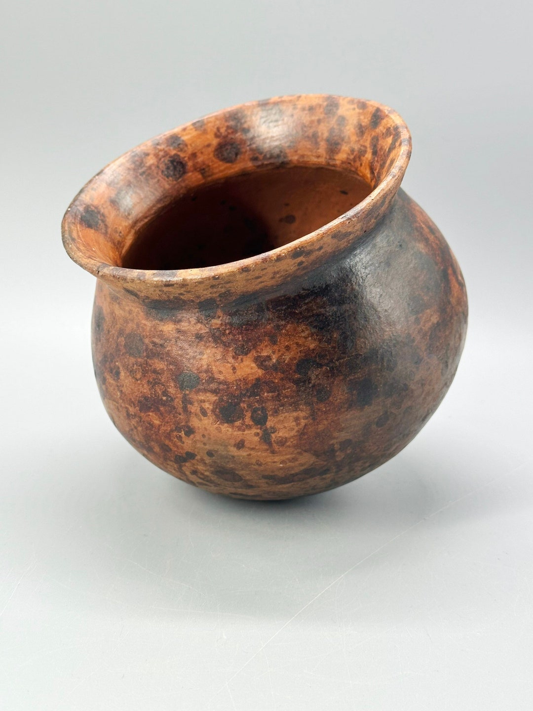 Vintage Indonesian Sasak Terracotta Clay Round Bottom Pot, Burnt, Fire ...