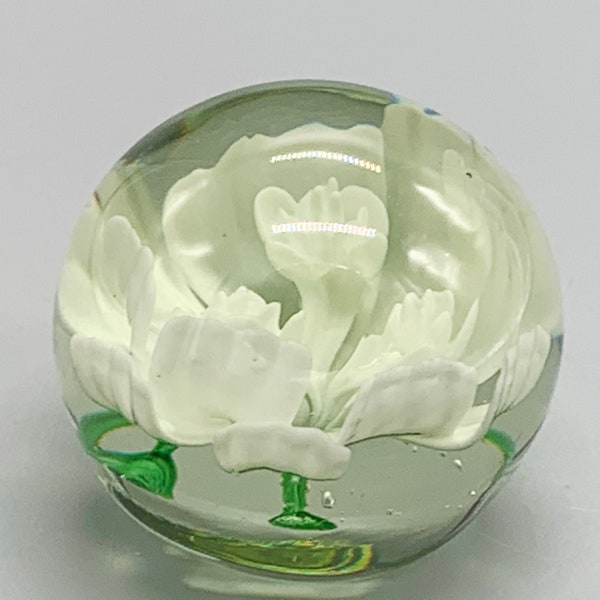 Vintage Flowers Paperweight Glass - Etsy