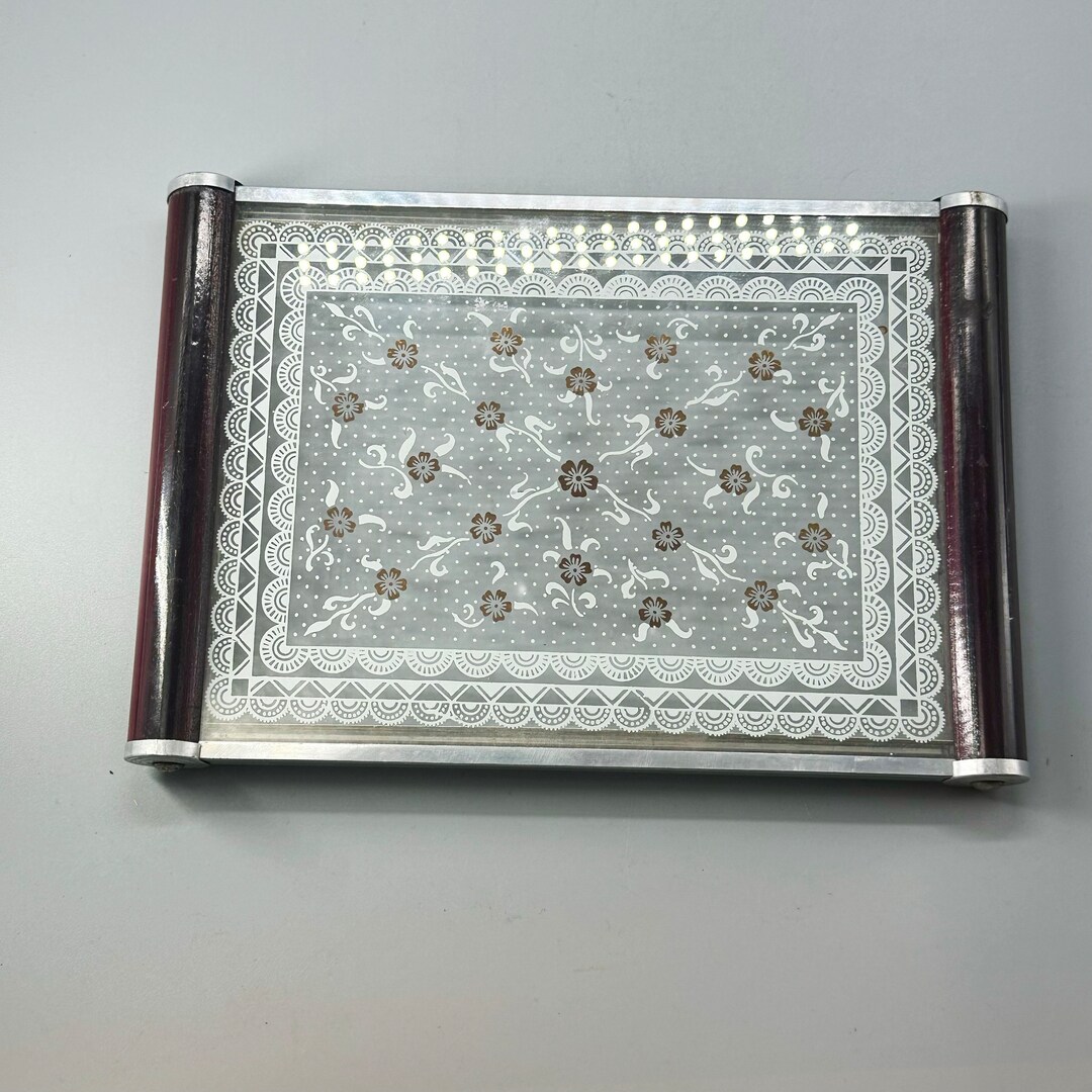 Vintage Art Deco 1920s 20s Small Glass Tray Wood Handles - Etsy