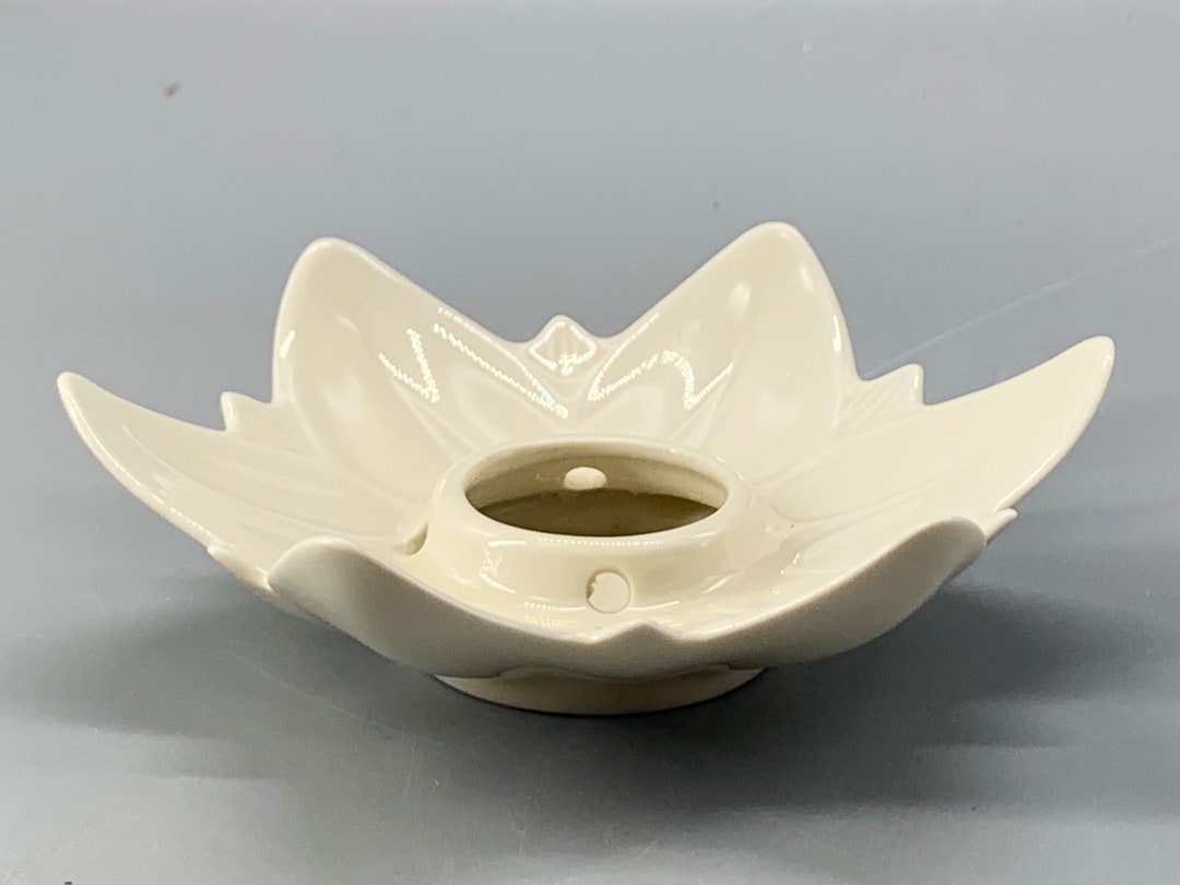 Vintage 1930's Rosenthal Candlestick Holder White Flower Leaves Lotus ...