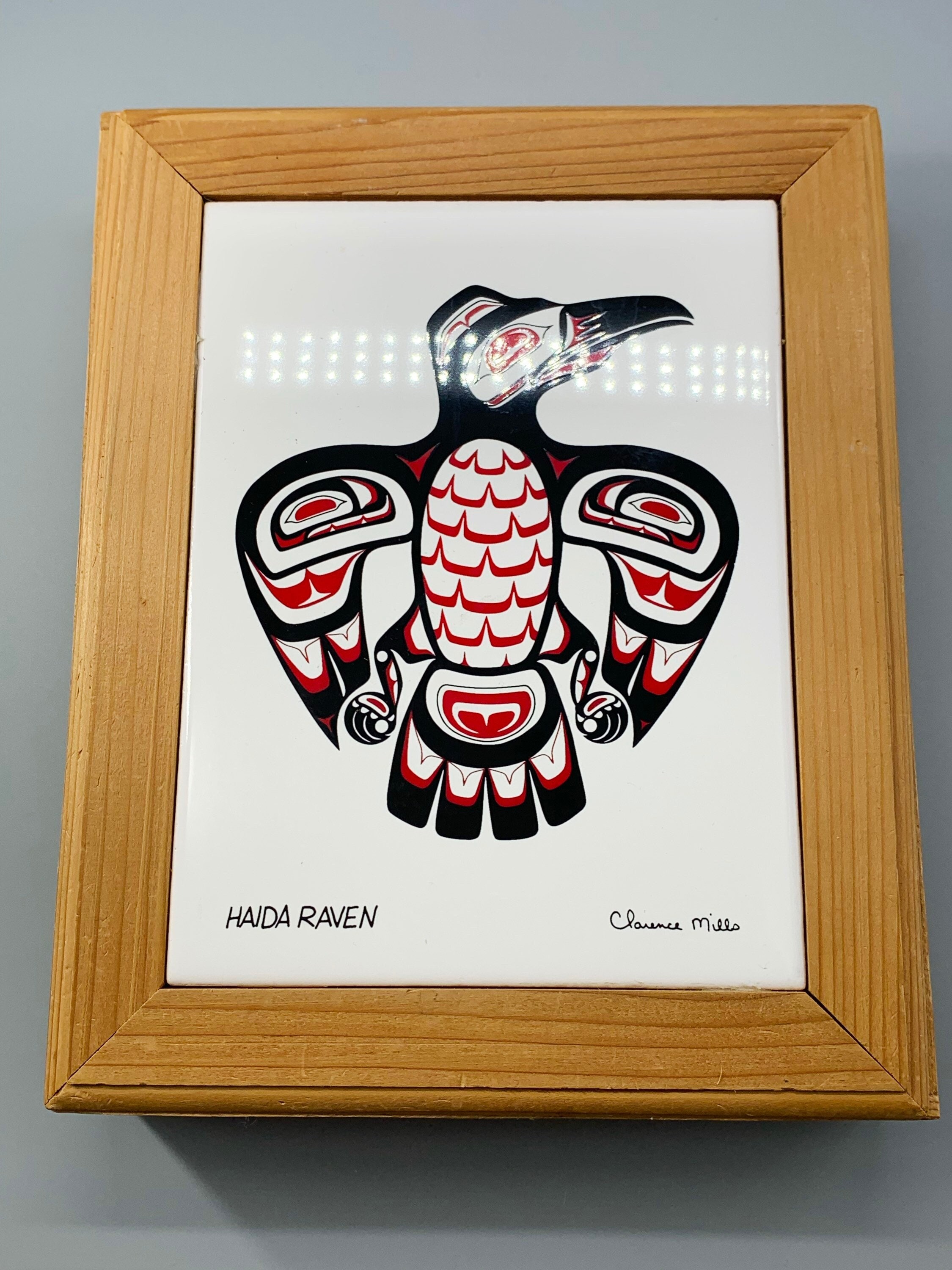 Vintage Haida Artist Clarence Mills Haida Raven Cedar Wooden Trinket ...