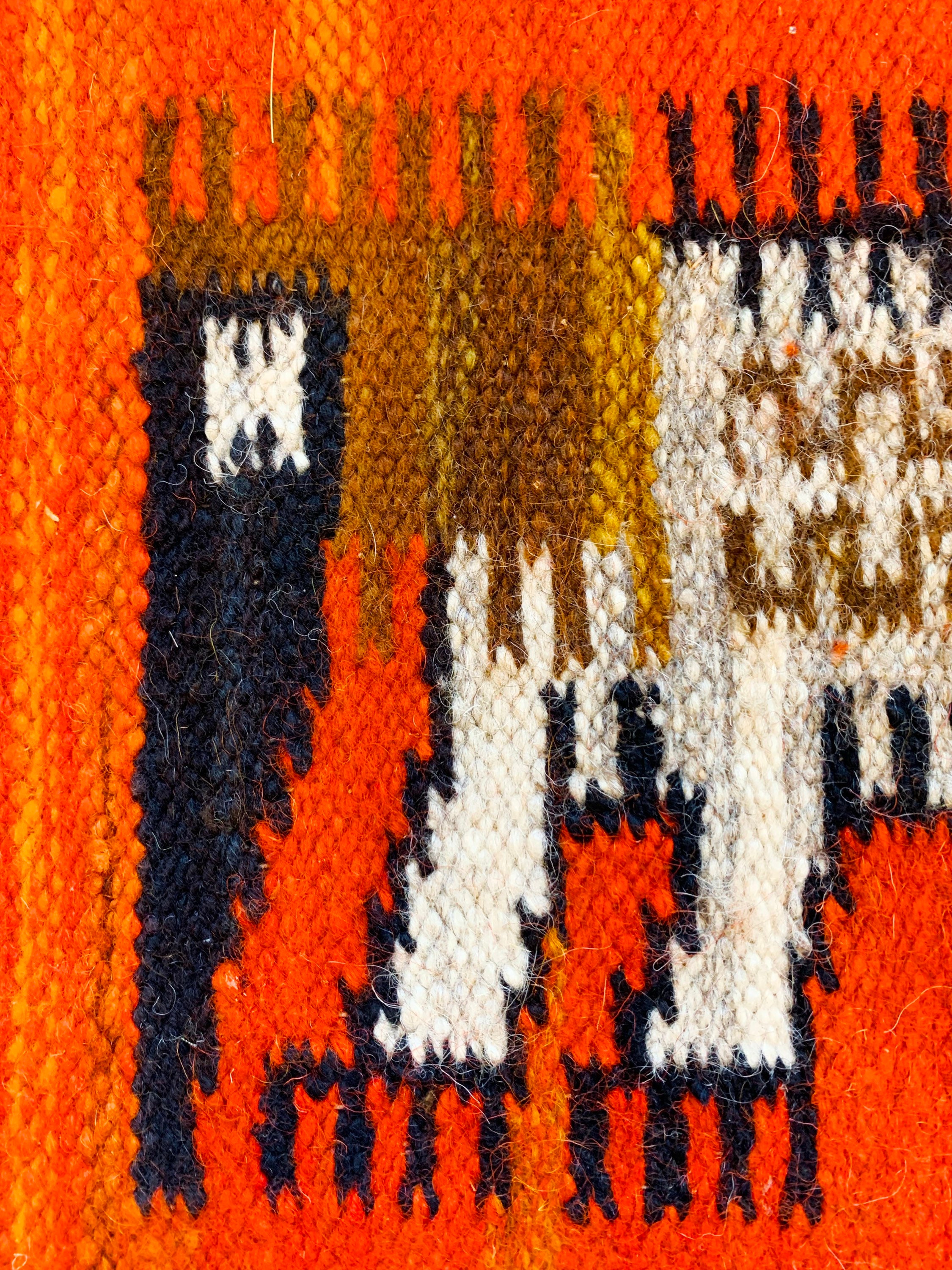 Vintage 60s Mid Century Hand Made Hand Woven Small Folk Art Kilim Rug ...