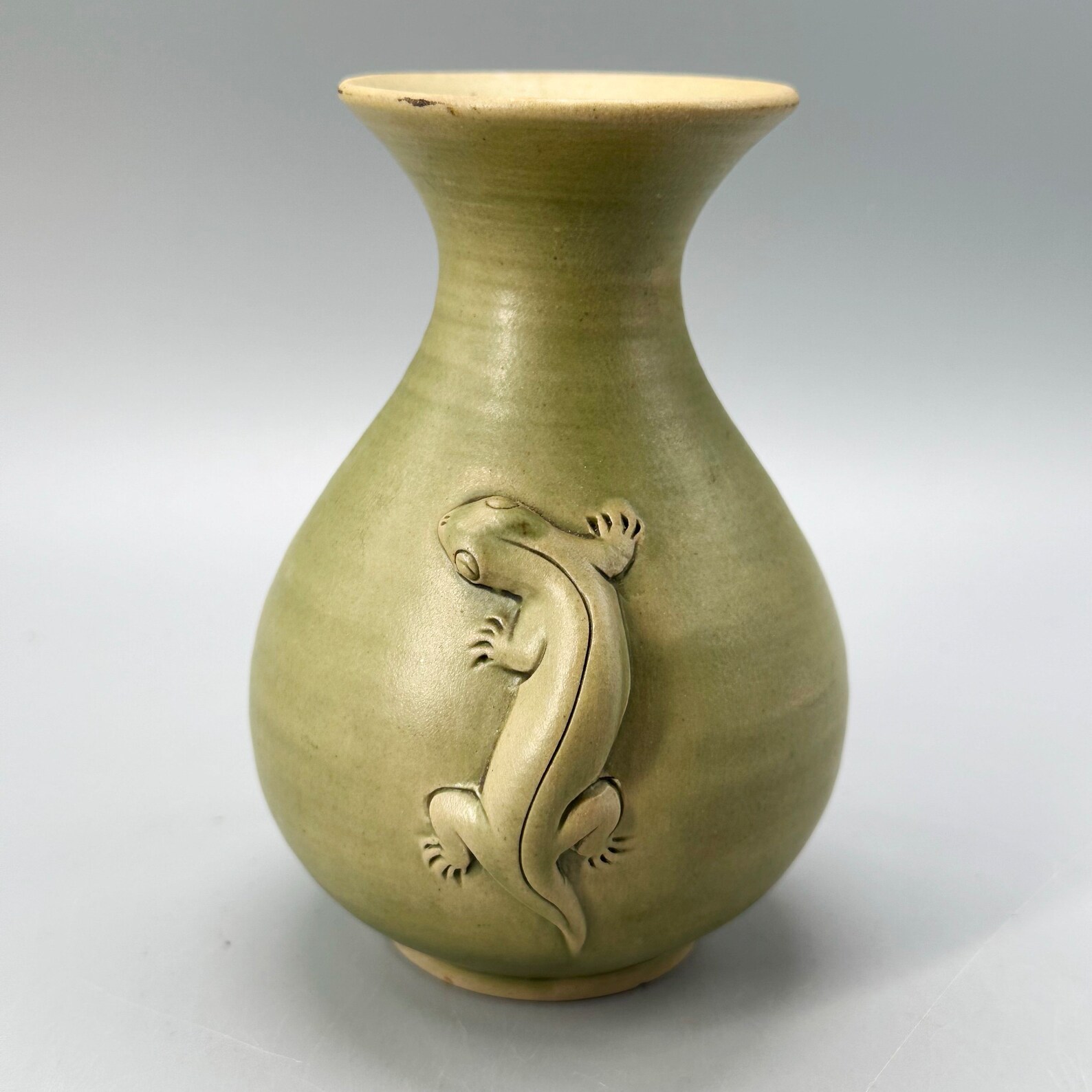 Vintage Bali Indonesian Hand Made Folk Art Pottery Green Celadon Vase ...