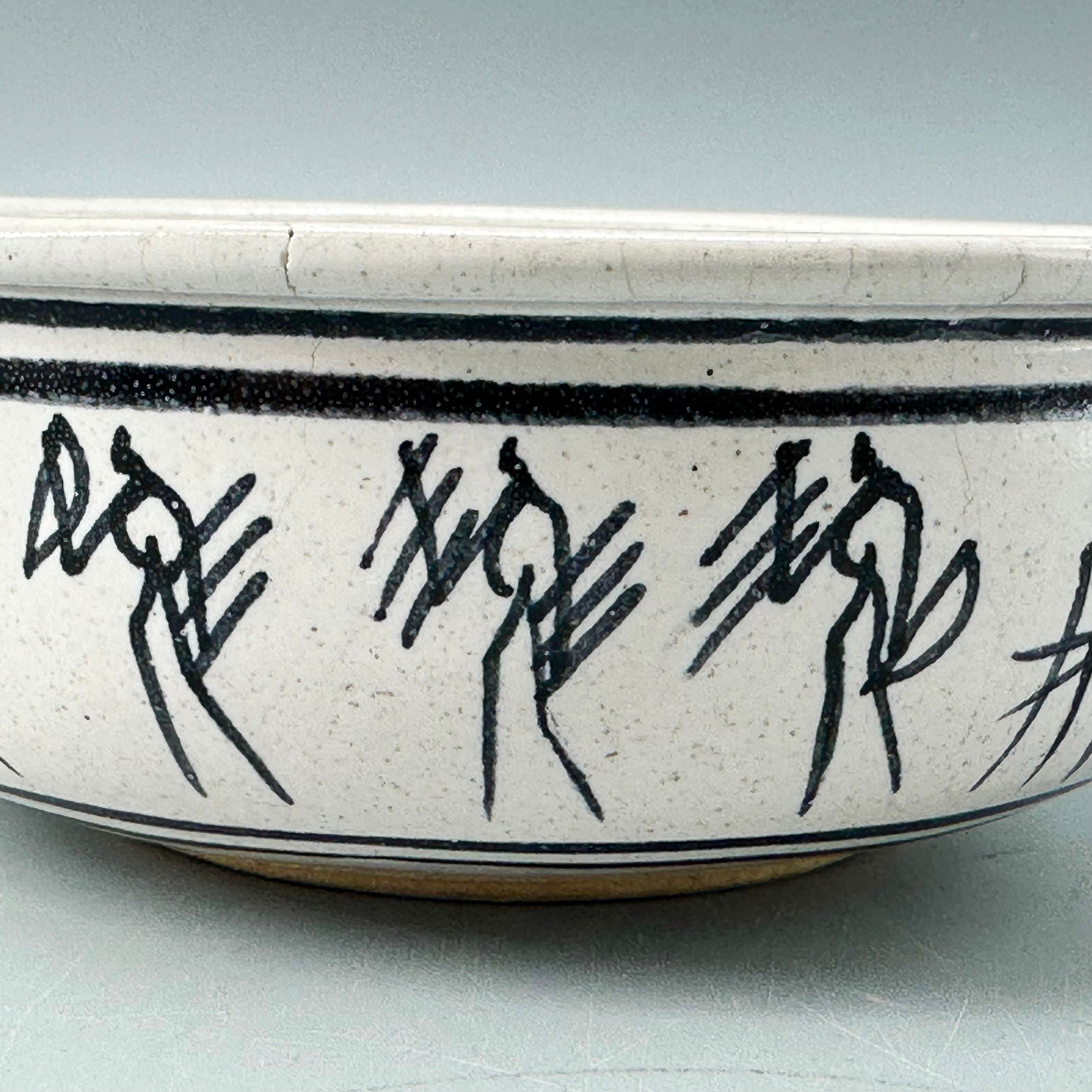 Vintage, Art Pottery, Signed, White Blue, Bowl, Hand Painted, Cave ...