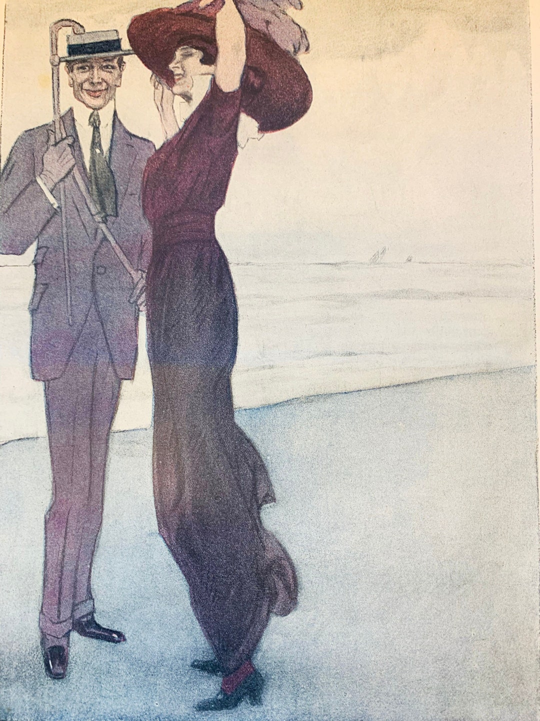 Vintage 1930's 30's Art Print From Magazine of Smiling Girl With ...