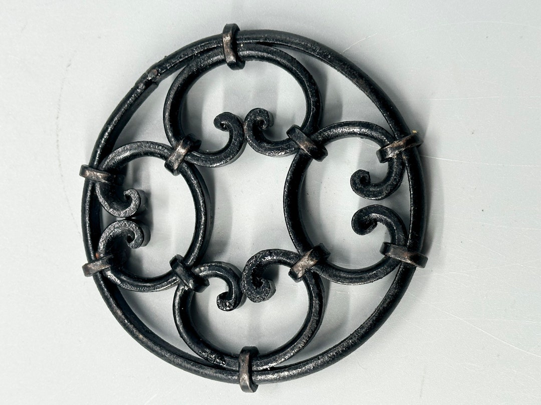 Vintage, Wrought Iron, Hand Forged, Scrollwork, Small, Trivet, Pot ...