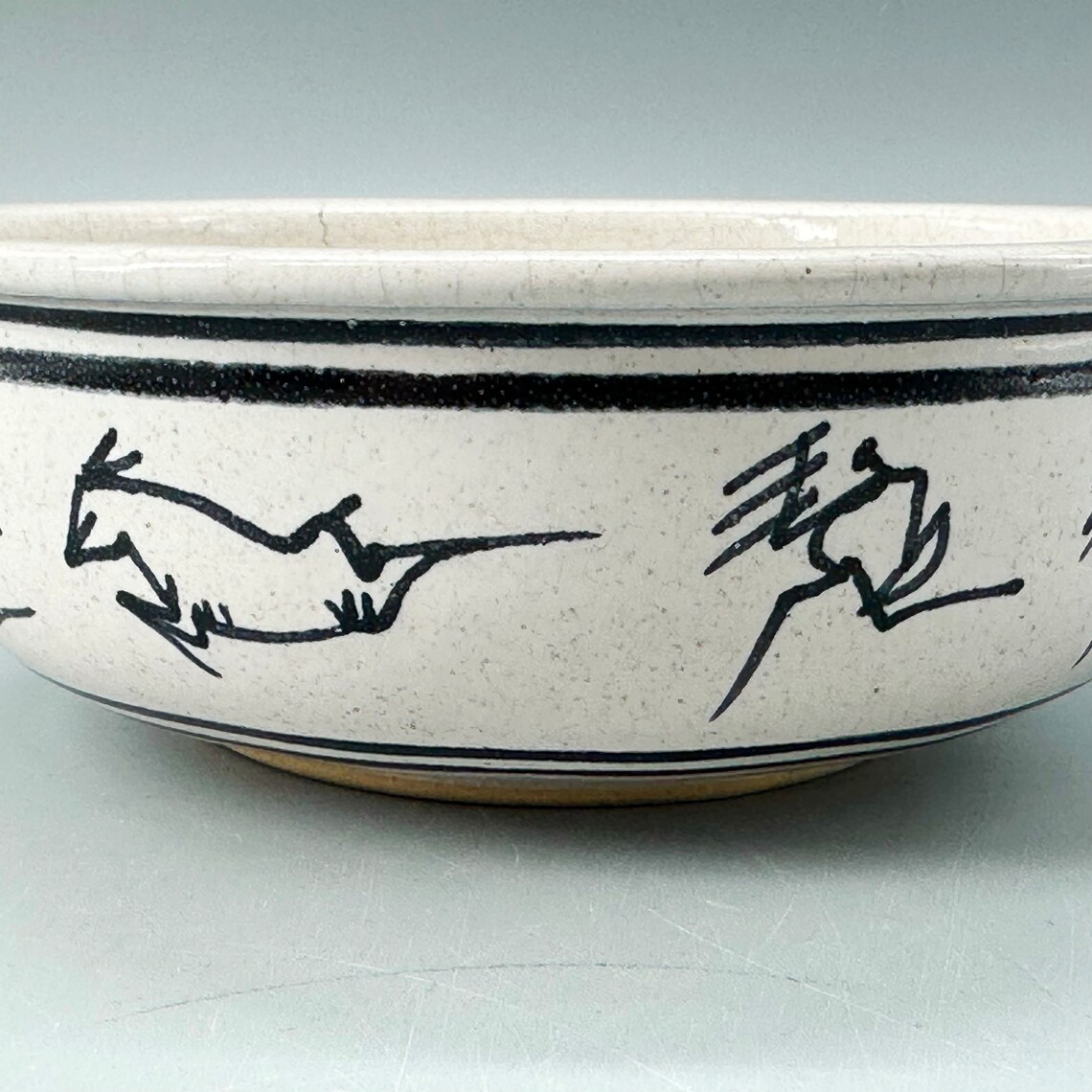 Vintage Art Pottery Signed White Blue Bowl Hand Painted - Etsy