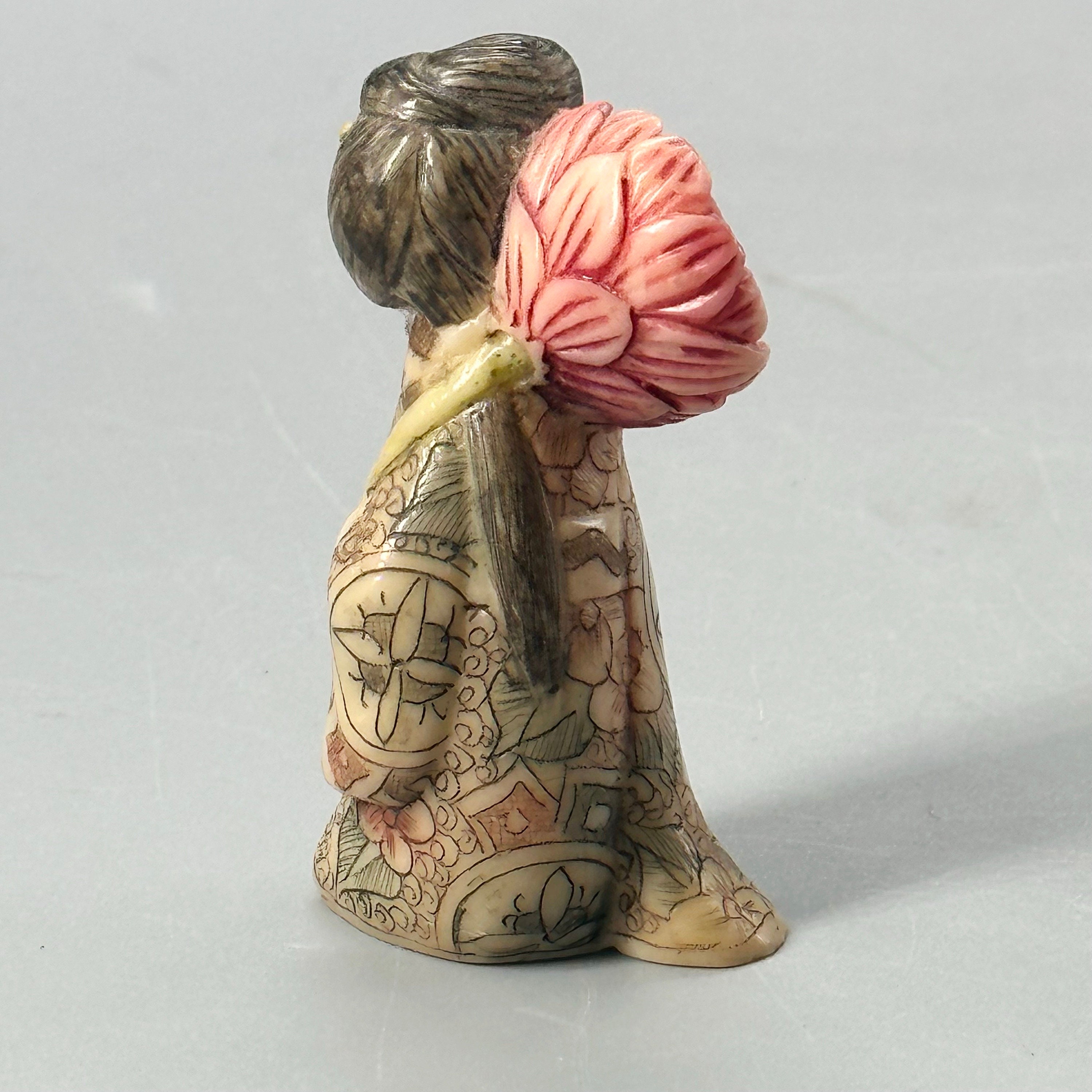 Vintage, Mid Century, Japanese, Hand Carved, Painted Netsuke, Signed ...