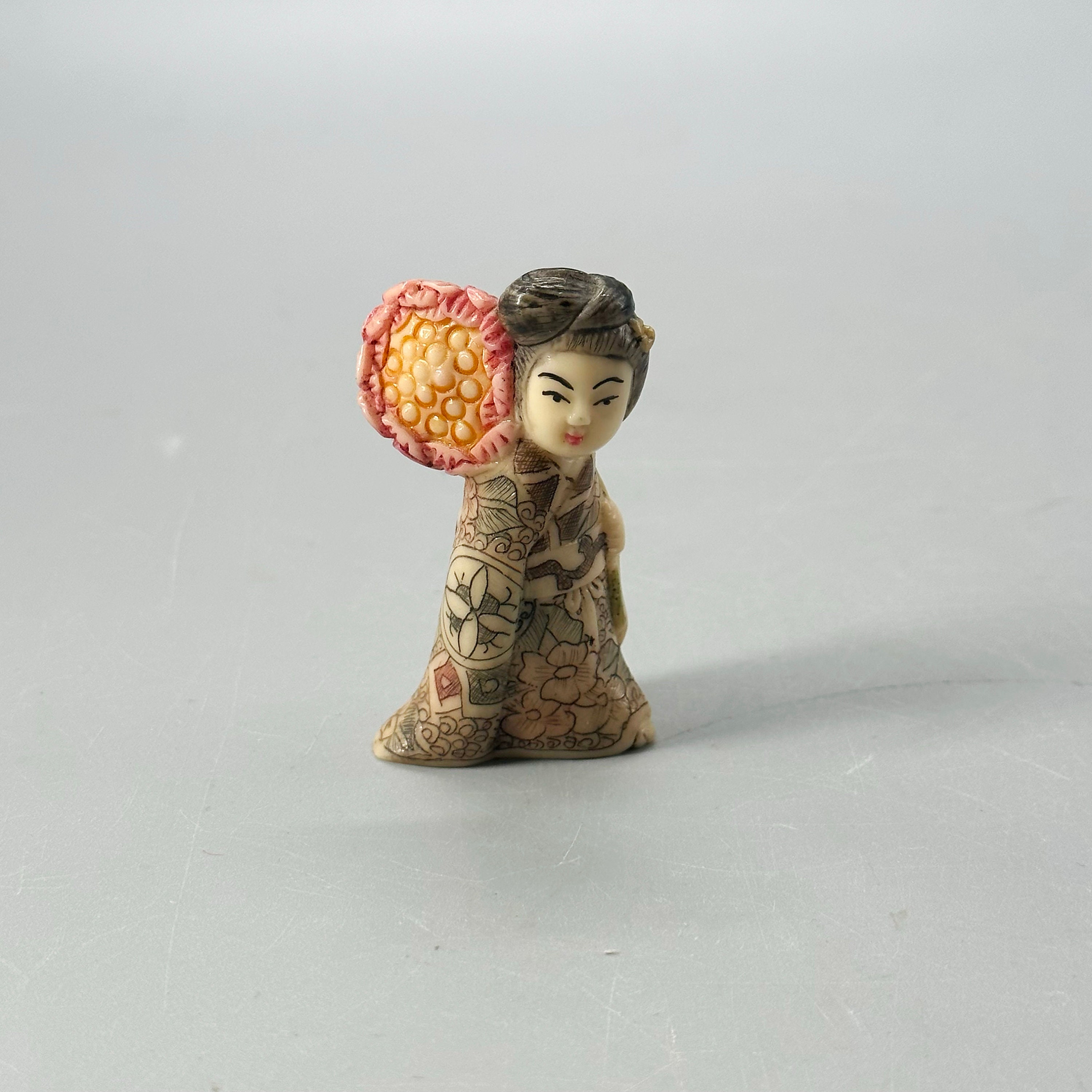 Vintage, Mid Century, Japanese, Hand Carved, Painted Netsuke, Signed ...