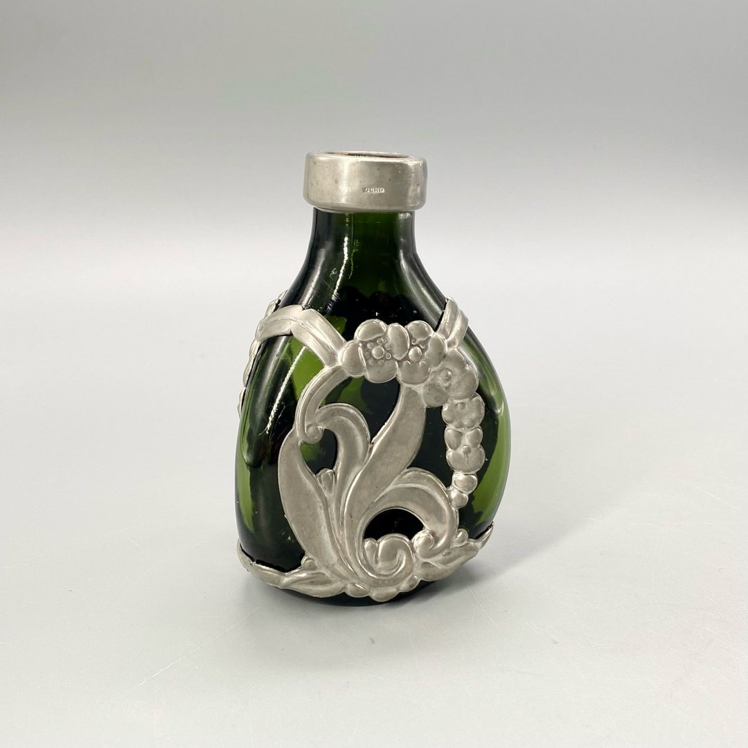 Vintage, 1930s, 30s, Art Deco, Small Green Glass, Three Sided, Whiskey ...