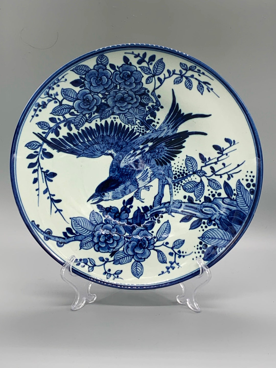 Vintage 1930's 30's Delft's Blauw Hand Painted Wall Plate White Blue ...