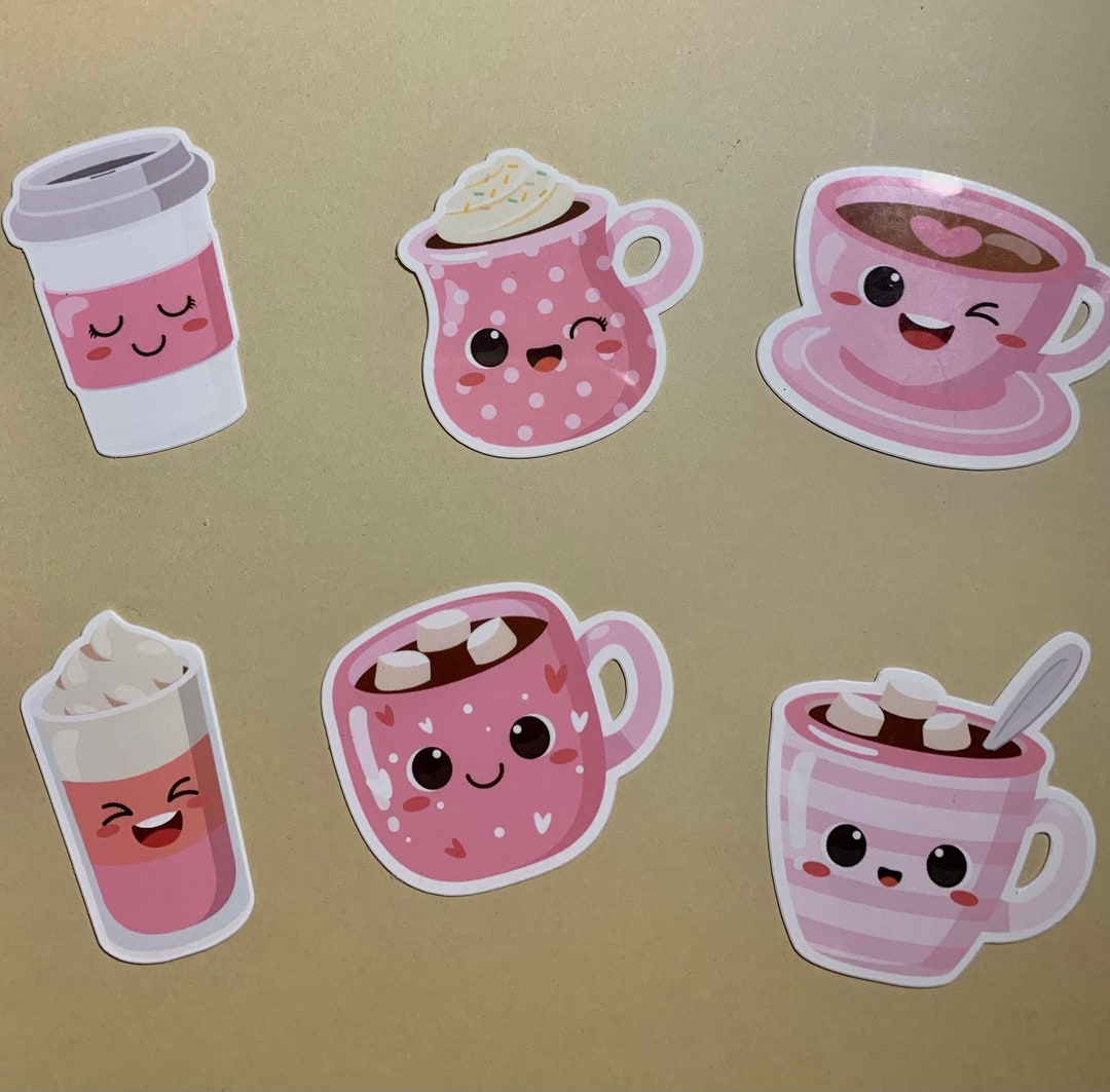 Cute Pink Drink Faces Sticker Pack (set of 6) - 2.5 Inches - Etsy