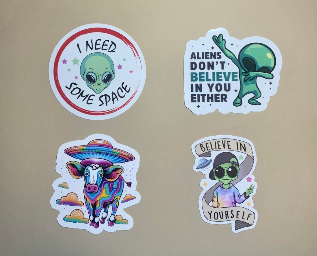 Cute Alien Sticker Pack (set of 4) - 2.5 Inches - Etsy