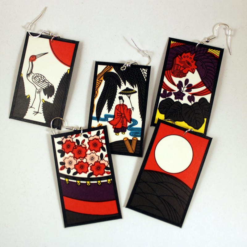 Japanese Hanafuda Earrings - Etsy