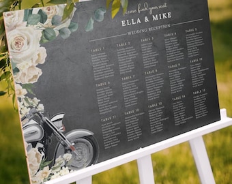 Motorbike Wedding Seating Chart, Rustic Motorcycle Seating Plan Wedding ...