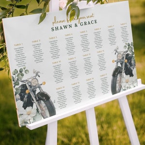 Motorbike Wedding Seating Chart, Rustic Motorcycle Seating Plan Wedding ...