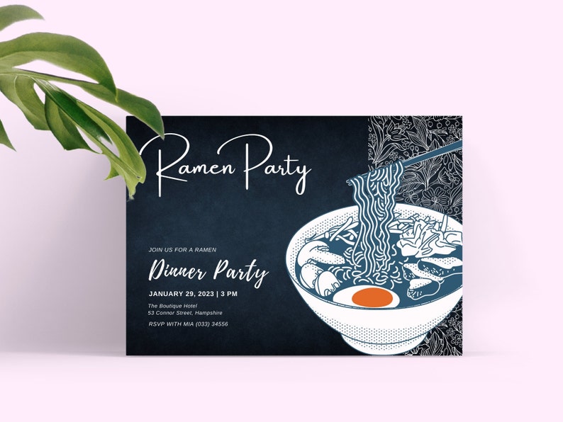 Ramen Party Invitations, Ramen Noodle Dinner Party Invite, Japanese ...