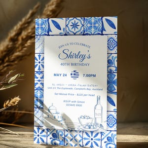 Elegant Greek Themed Invitation, Editable Santorini Invite, Greece ...