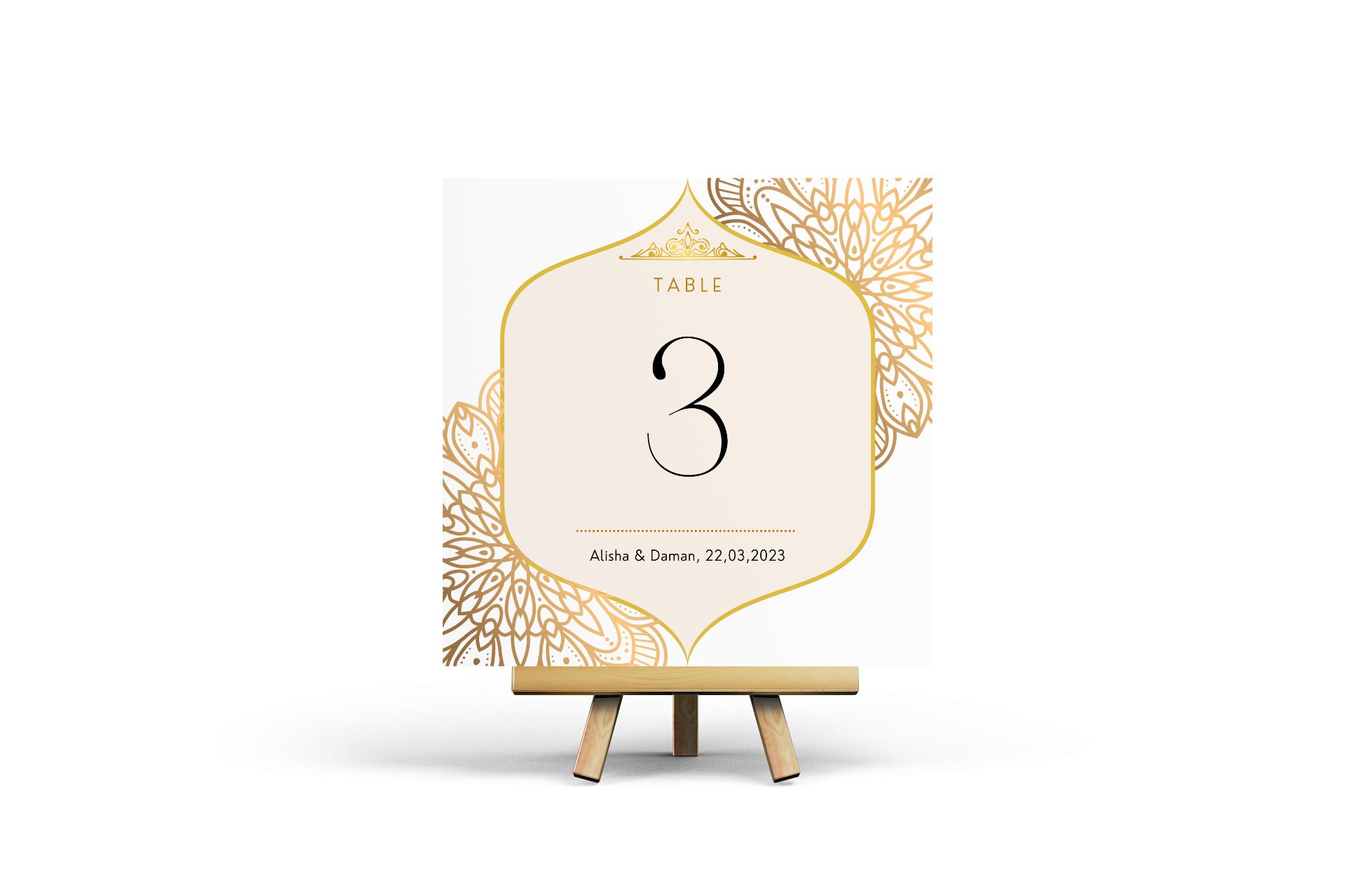 Indian Wedding Table Numbers Template, Gold. DIY Printable, Editable ...