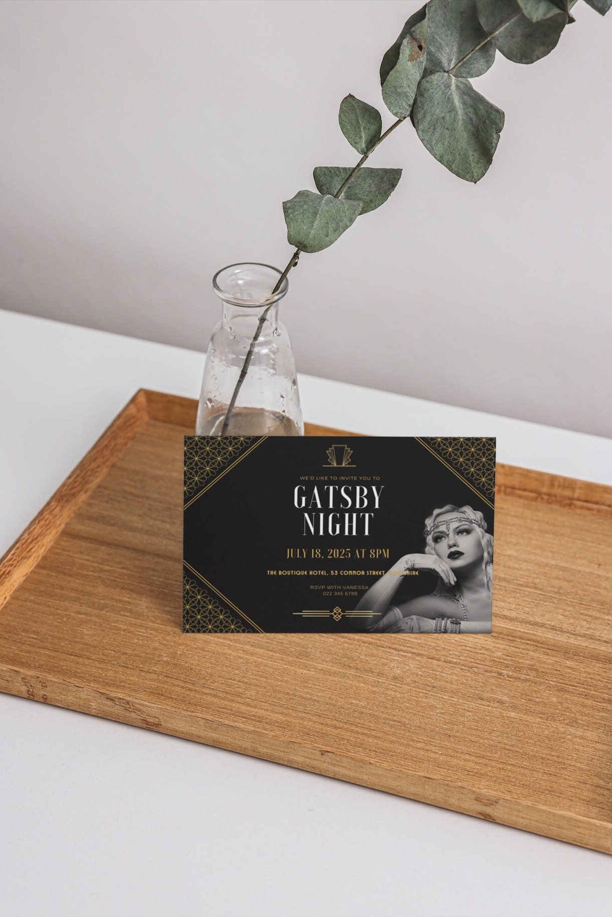 Great Gatsby Invitation, Gold Black Art Deco Invite, Roaring 20s Party ...