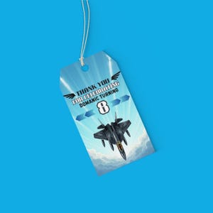 Editable Fighter Jet Party Tags, Boys Fighter Pilot Party Favor Tags ...