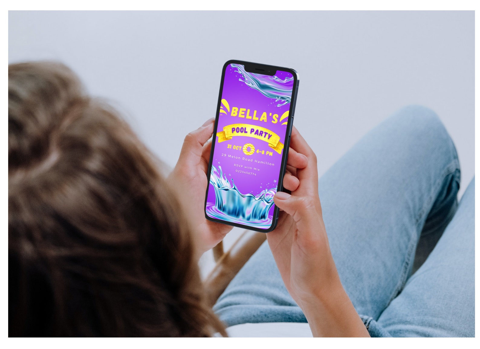 Purple Pool Party Invitation, Girls Pool Party Invite, Pool Party ...