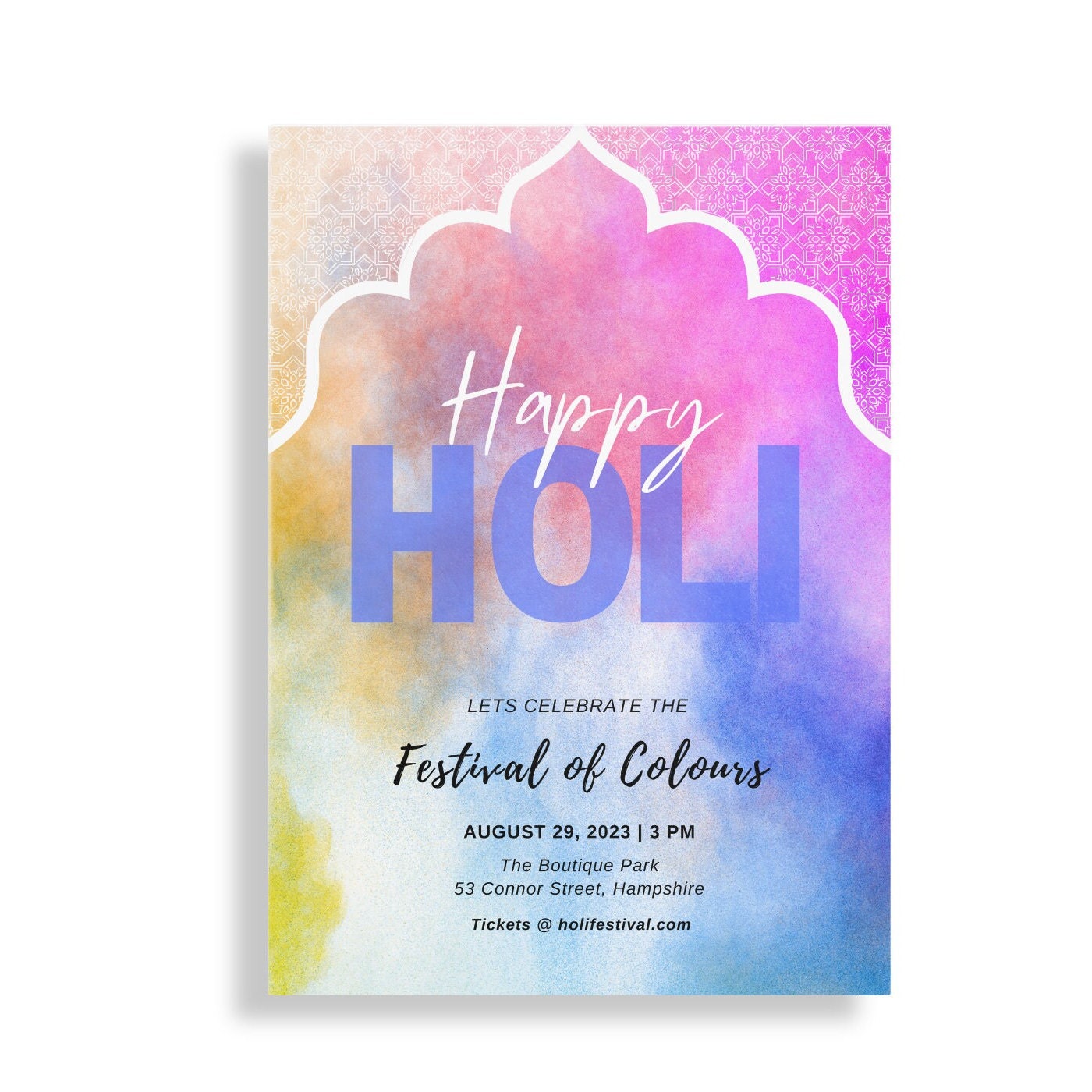 Holi Festival Party Invitation, Printable Holi Celebration Invite ...