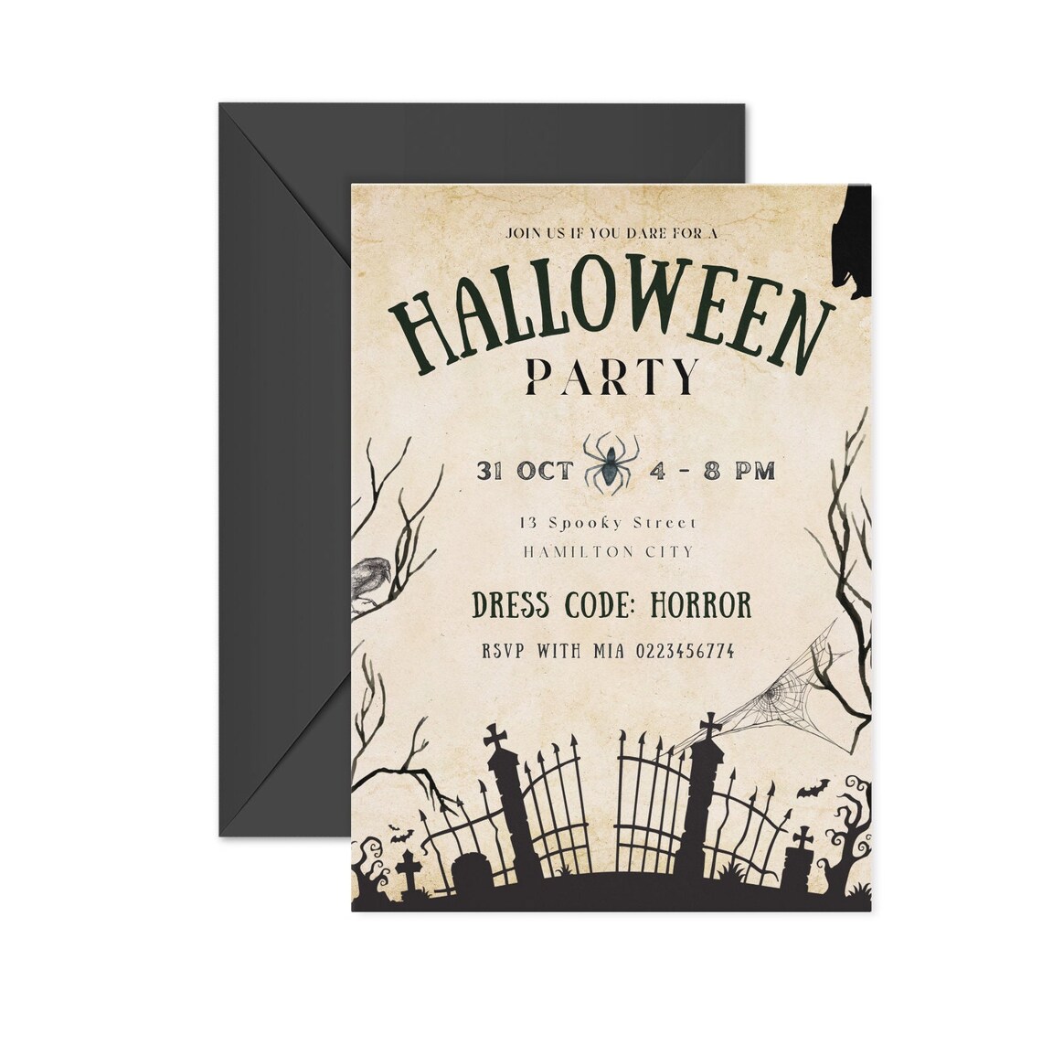 Printable Vintage Halloween Invitations, Halloween Party Invite, Horror ...