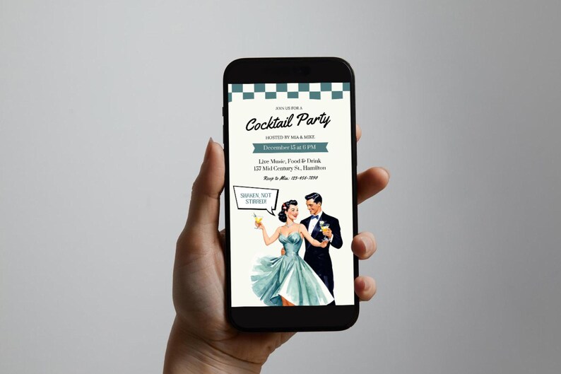 Retro Cocktail Party Invitation - Editable 1950s Style Party Invite - Etsy
