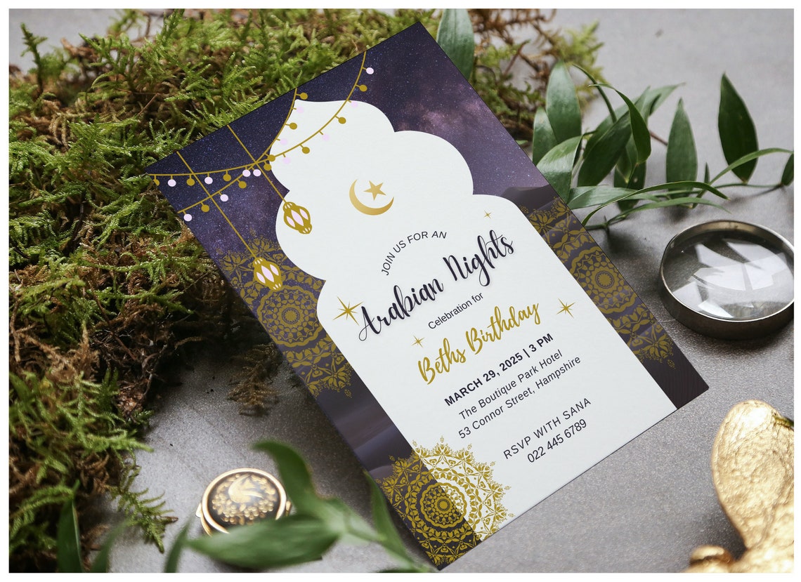Printable Arabian Nights Invitation, Arabian Nights Birthday Invitation ...